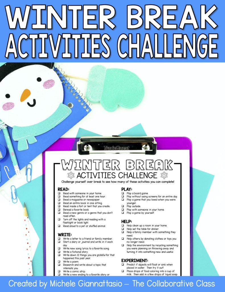 Winter Break Activities Challenge Freebie - The Collaborative Class
